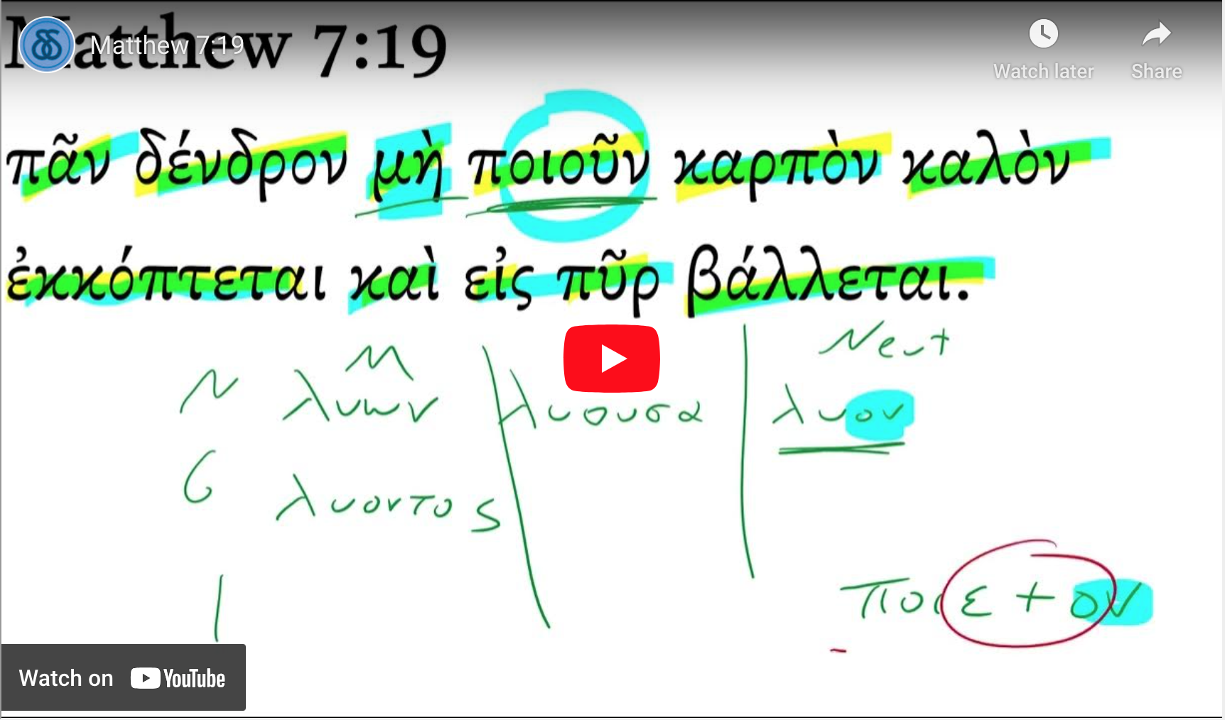 Matthew 7:19 | Daily Dose of Greek