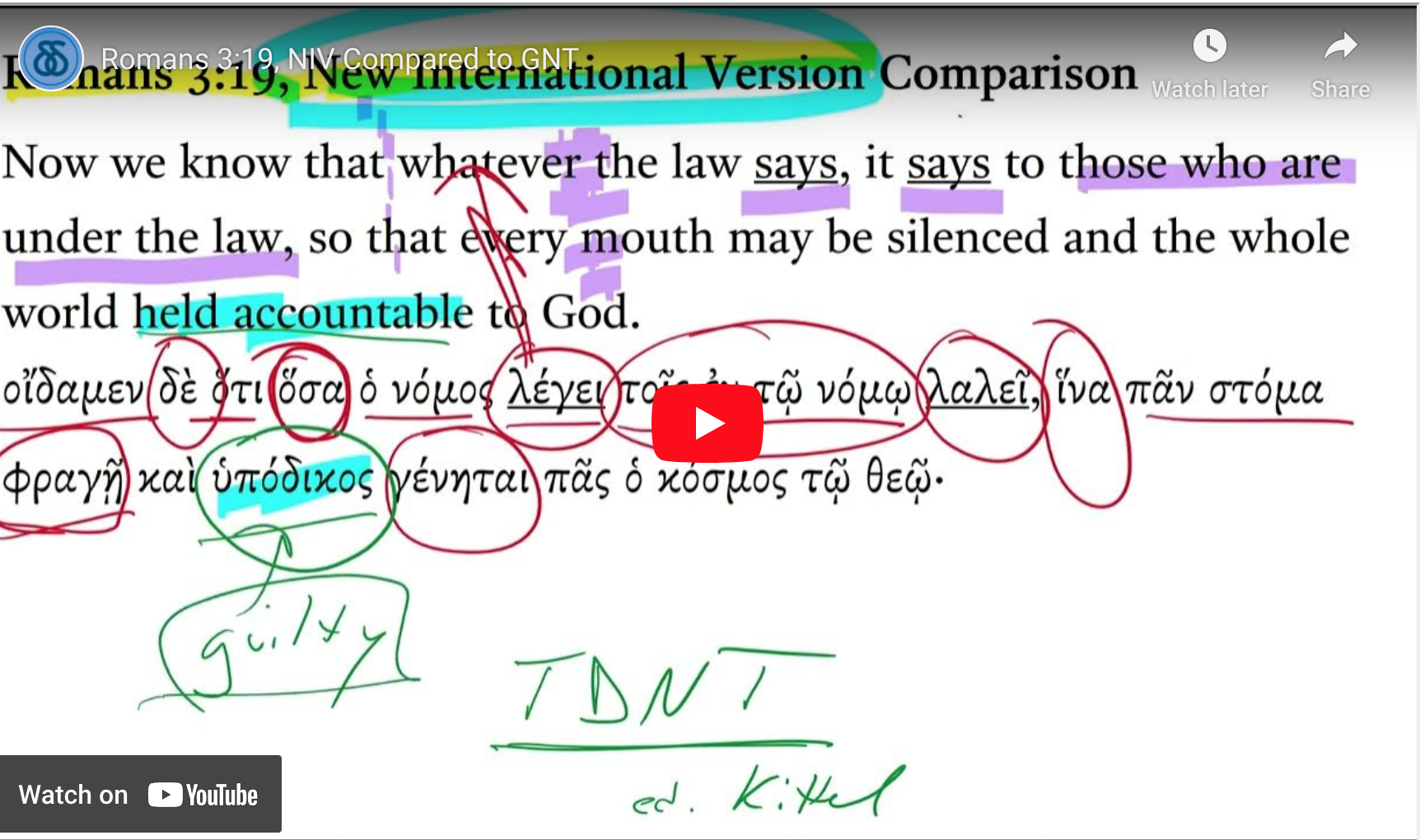 Romans 3:19, NIV Compared to GNT | Daily Dose of Greek